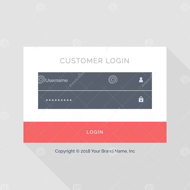 Flat White Login Form UI Template Design Stock Vector - Illustration of ...