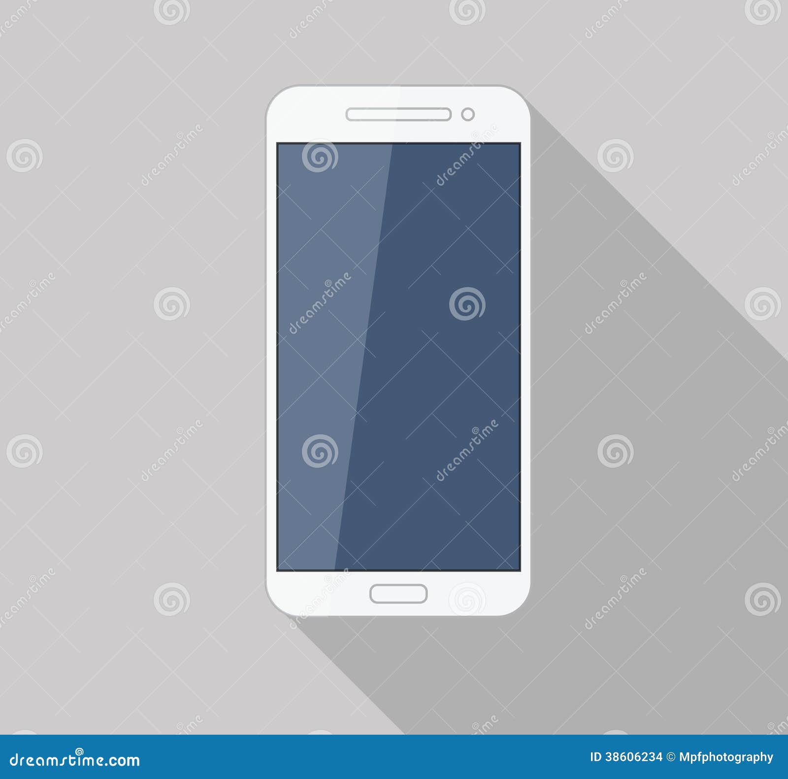Flat White Mobile Phone Modern Stylish Long Shadow Stock Vector ...