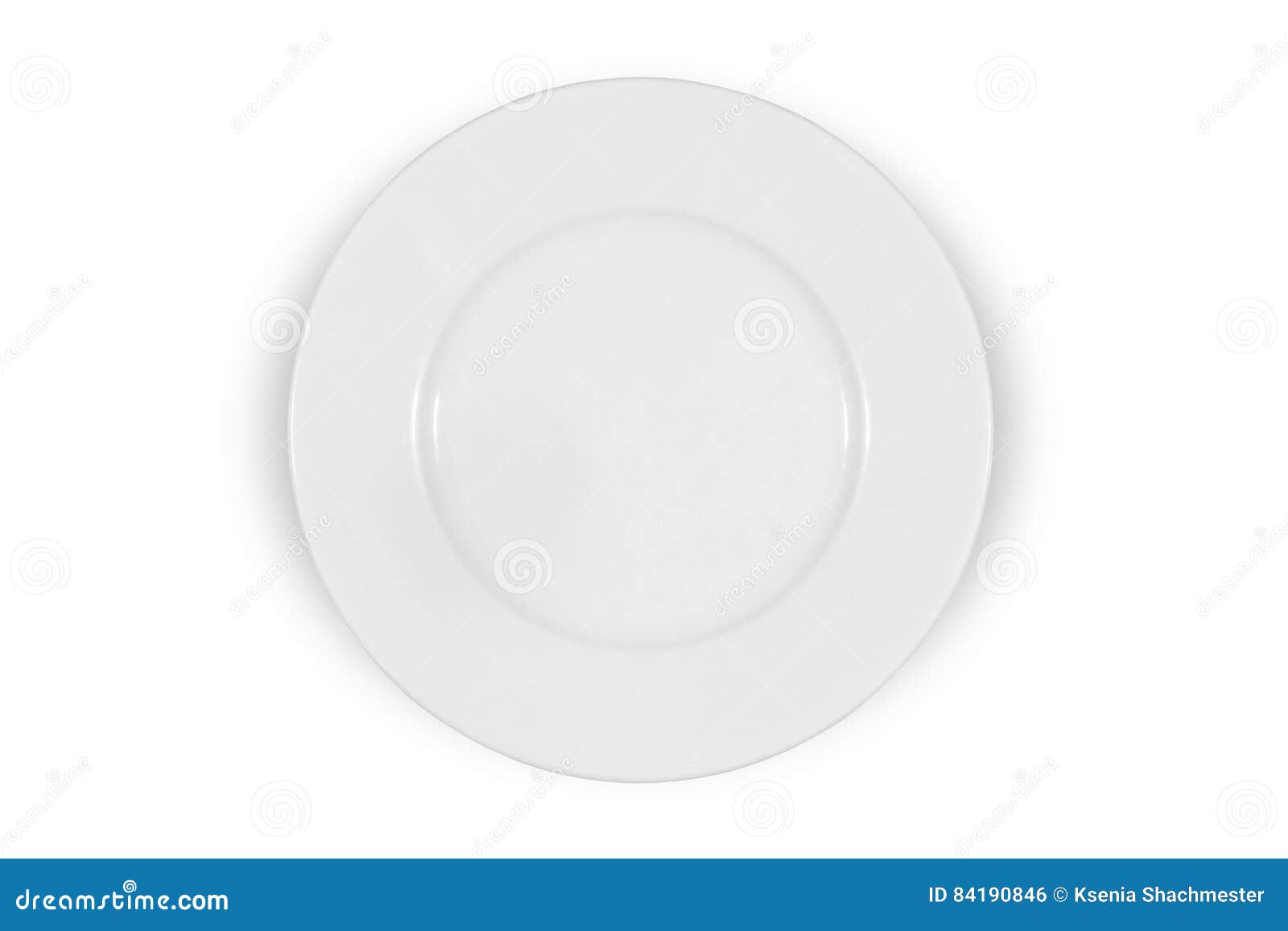 Flat White Plate on White Background from Above Stock Photo - Image of ...