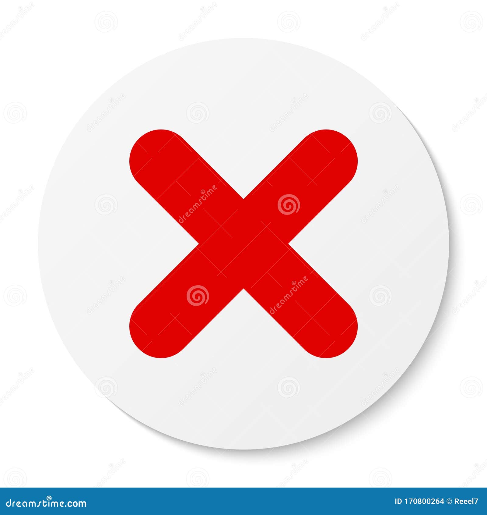 Flat White Round Sticker X Mark Icon, Button. Cross Symbol Isolated on ...