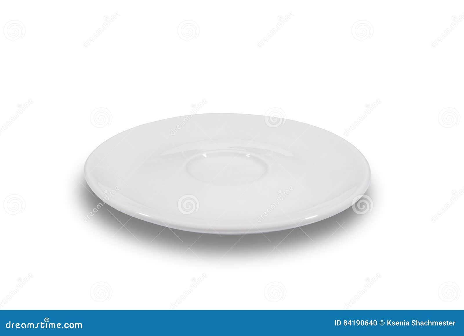Flat White Saucer on White Background from Side Stock Photo - Image of ...