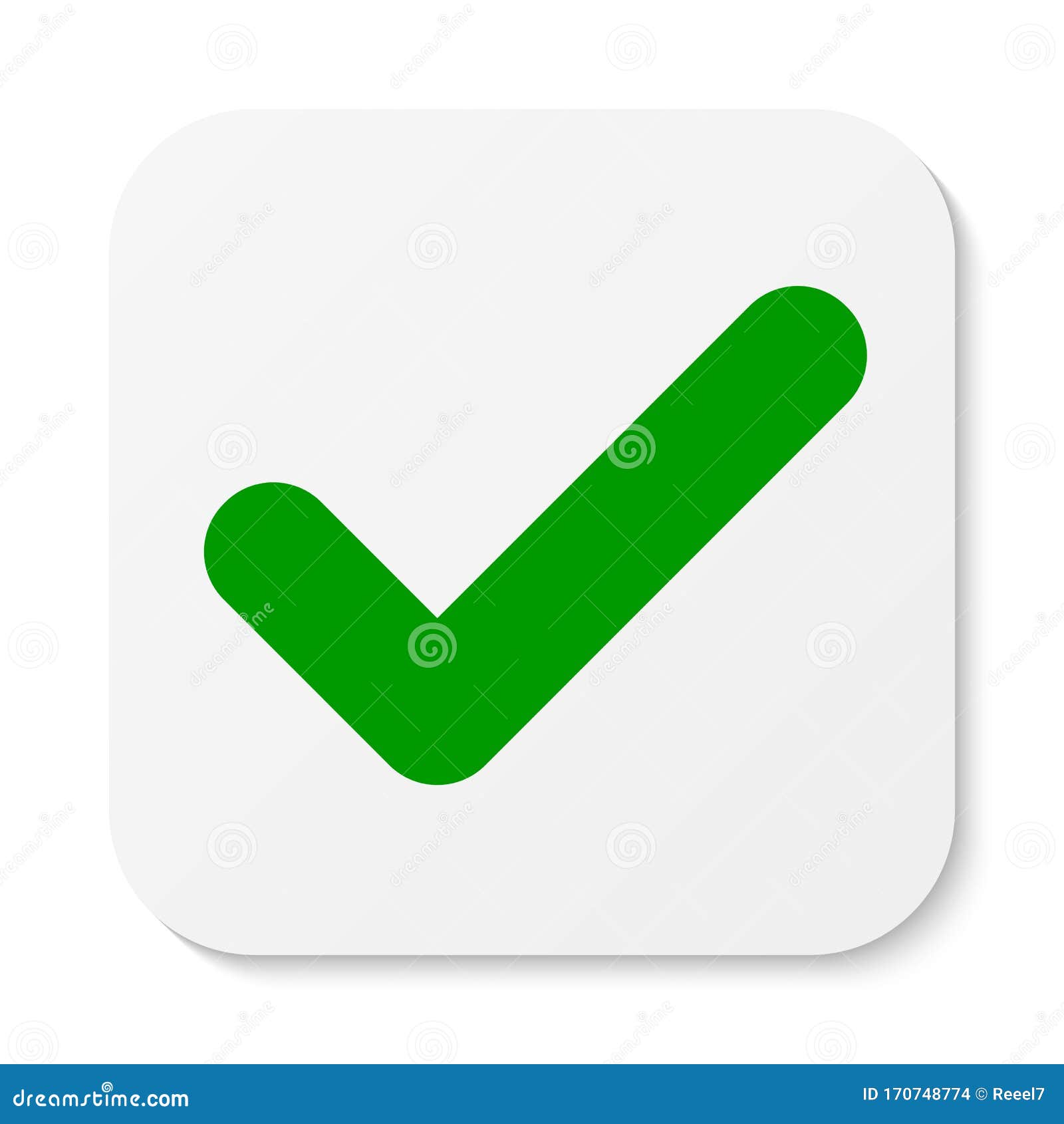 Flat White Square Sticker Check Mark Icon, Button. Tick Symbol Isolated ...