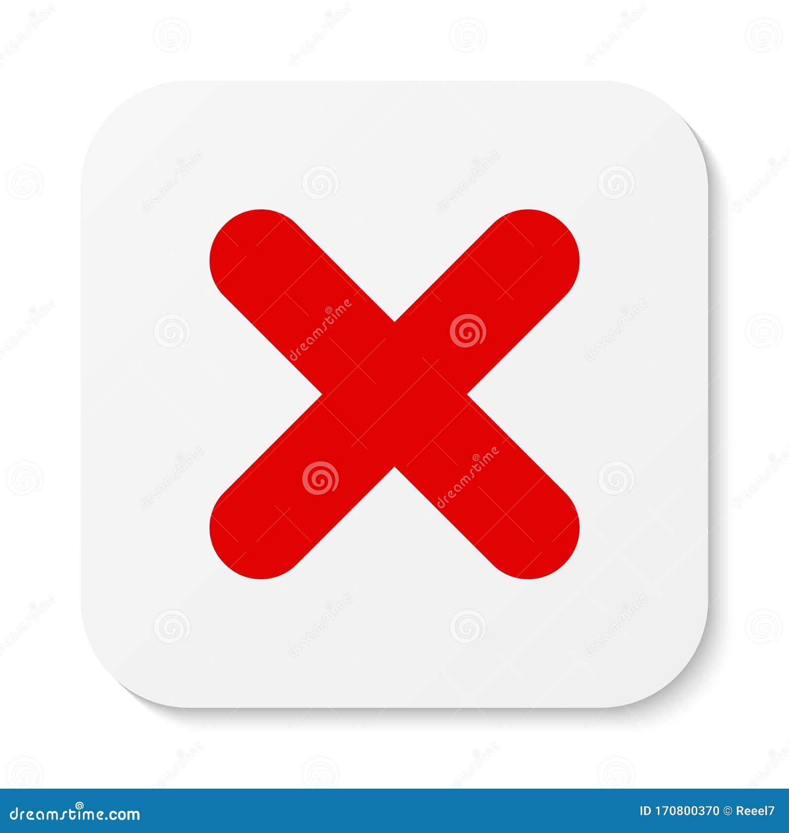 Flat White Square Sticker X Mark Icon, Button. Cross Symbol Isolated on ...