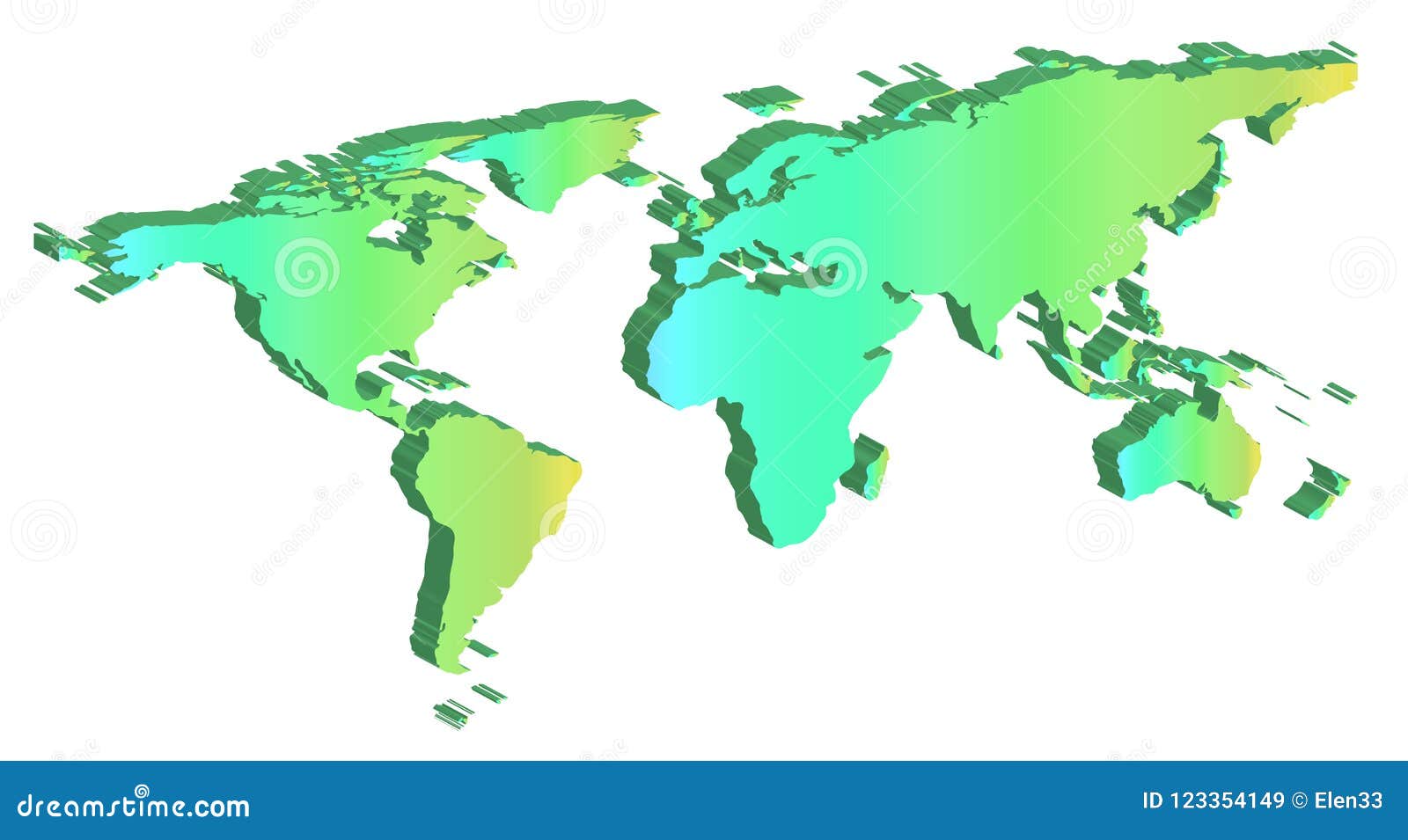 Flat White World Map Silhouette Angle View Stock Vector - Illustration ...