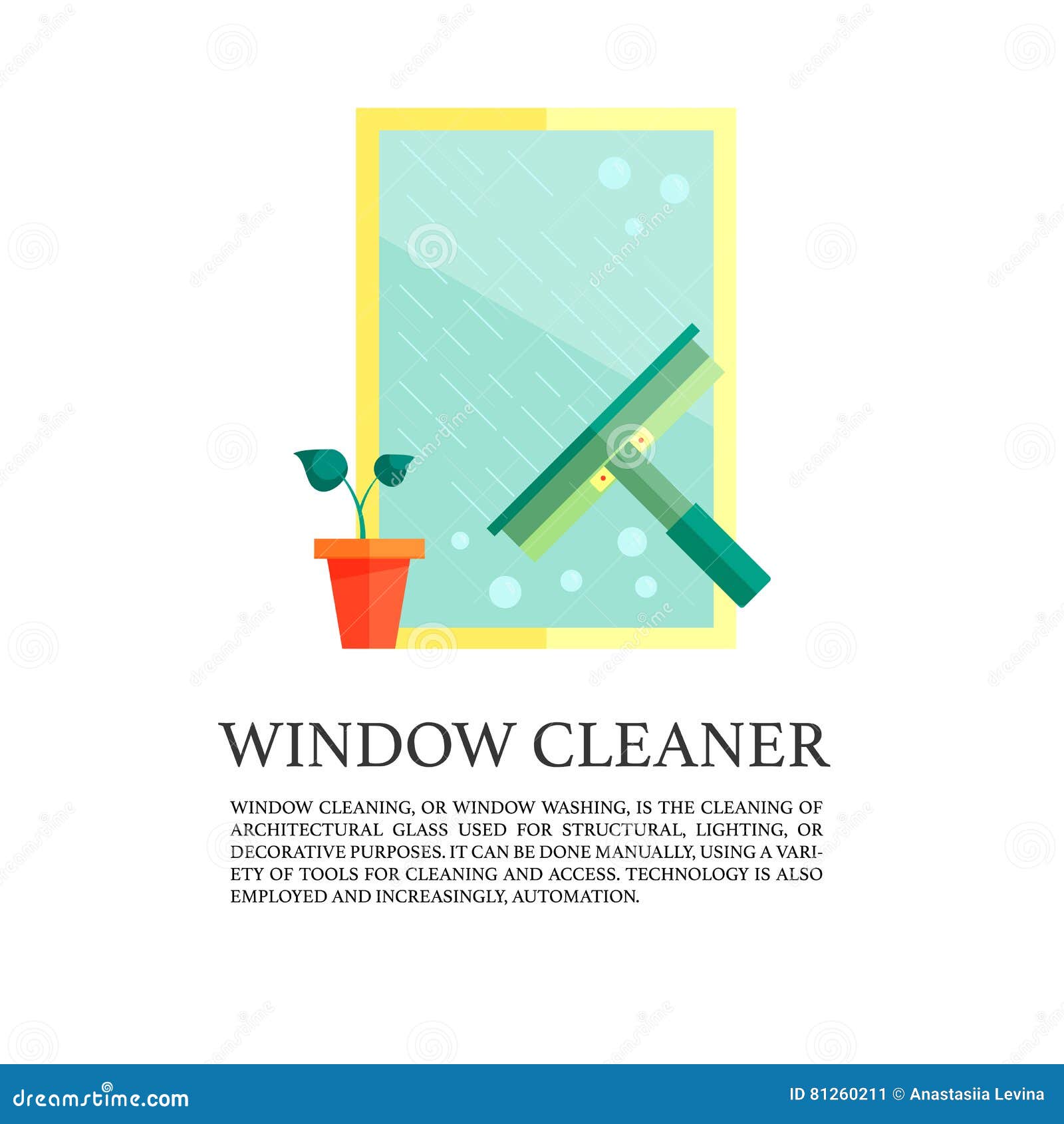 Flat Windows Cleaner Concept Stock Vector - Illustration of pictogram ...