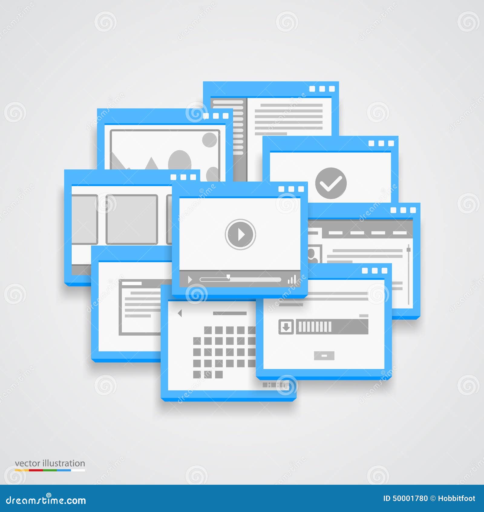 Flat Windows Frames. Colorful Various Wooden And Plastic Window Frames ...