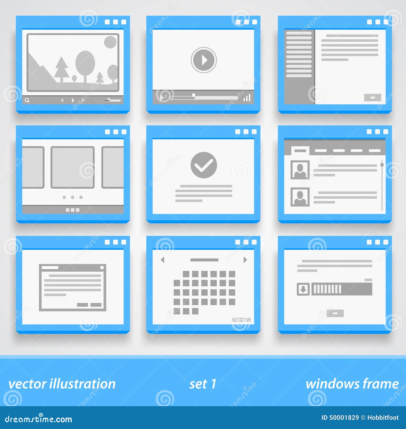 Flat windows frame. set 1 stock vector. Illustration of player - 50001829