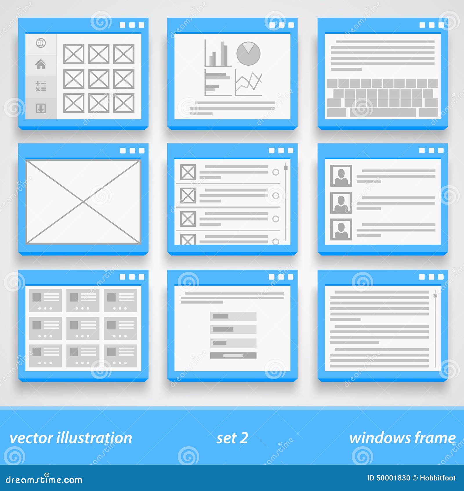 Flat windows frame. set 2 stock vector. Illustration of article - 50001830