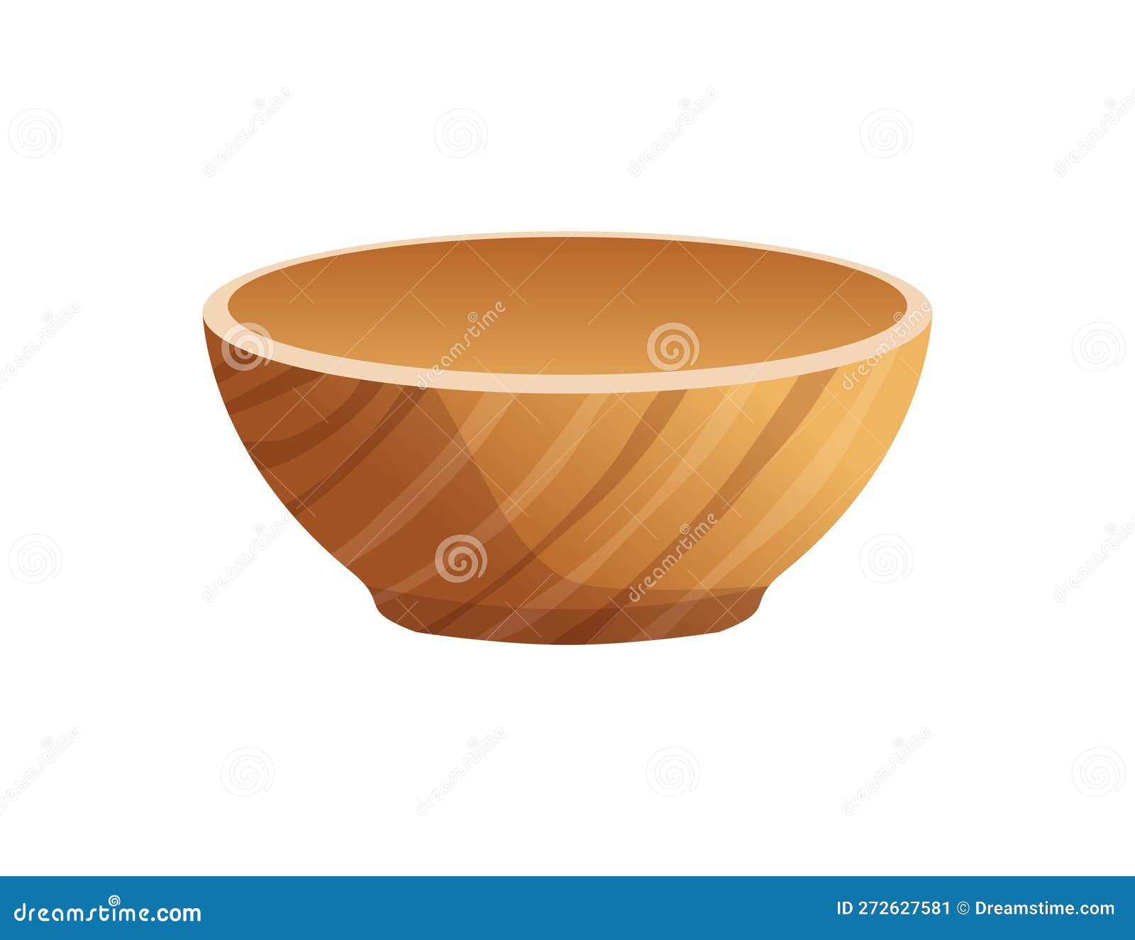 Flat Wooden Bowl stock vector. Illustration of plate - 272627581