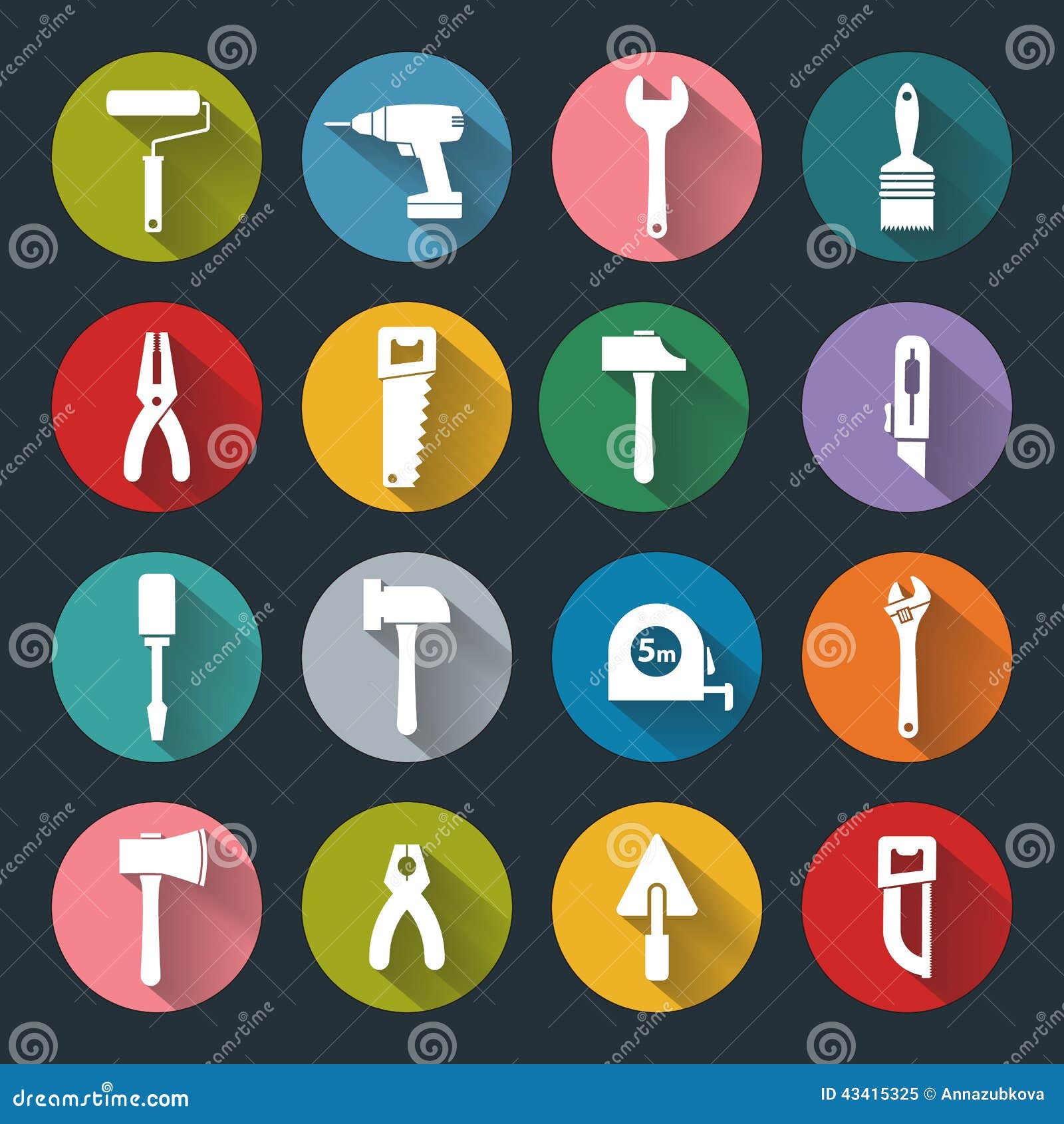 Flat working tools icons stock vector. Illustration of repair - 43415325