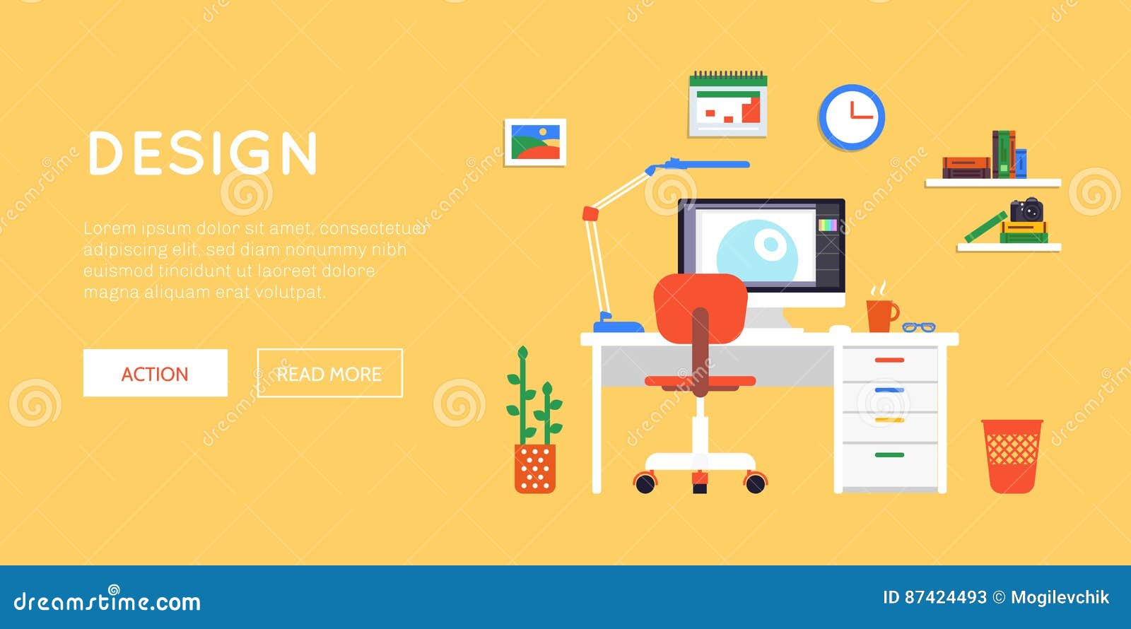 Flat Workspace Site Template Stock Vector - Illustration of collection ...