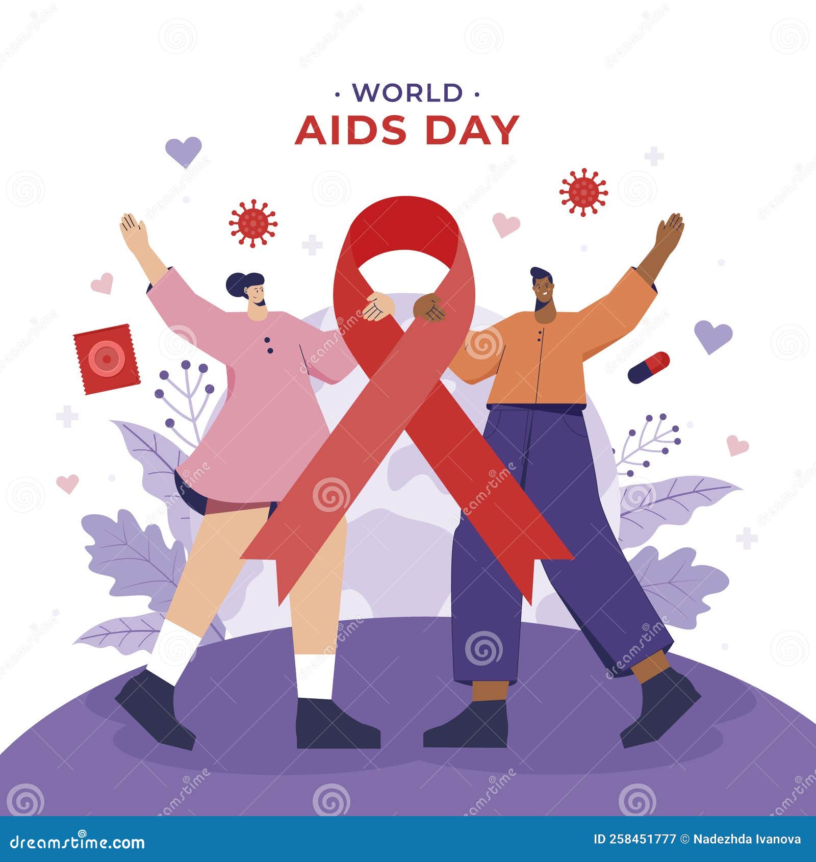 Flat World Aids Day Vector Illustration Stock Vector Illustration Of
