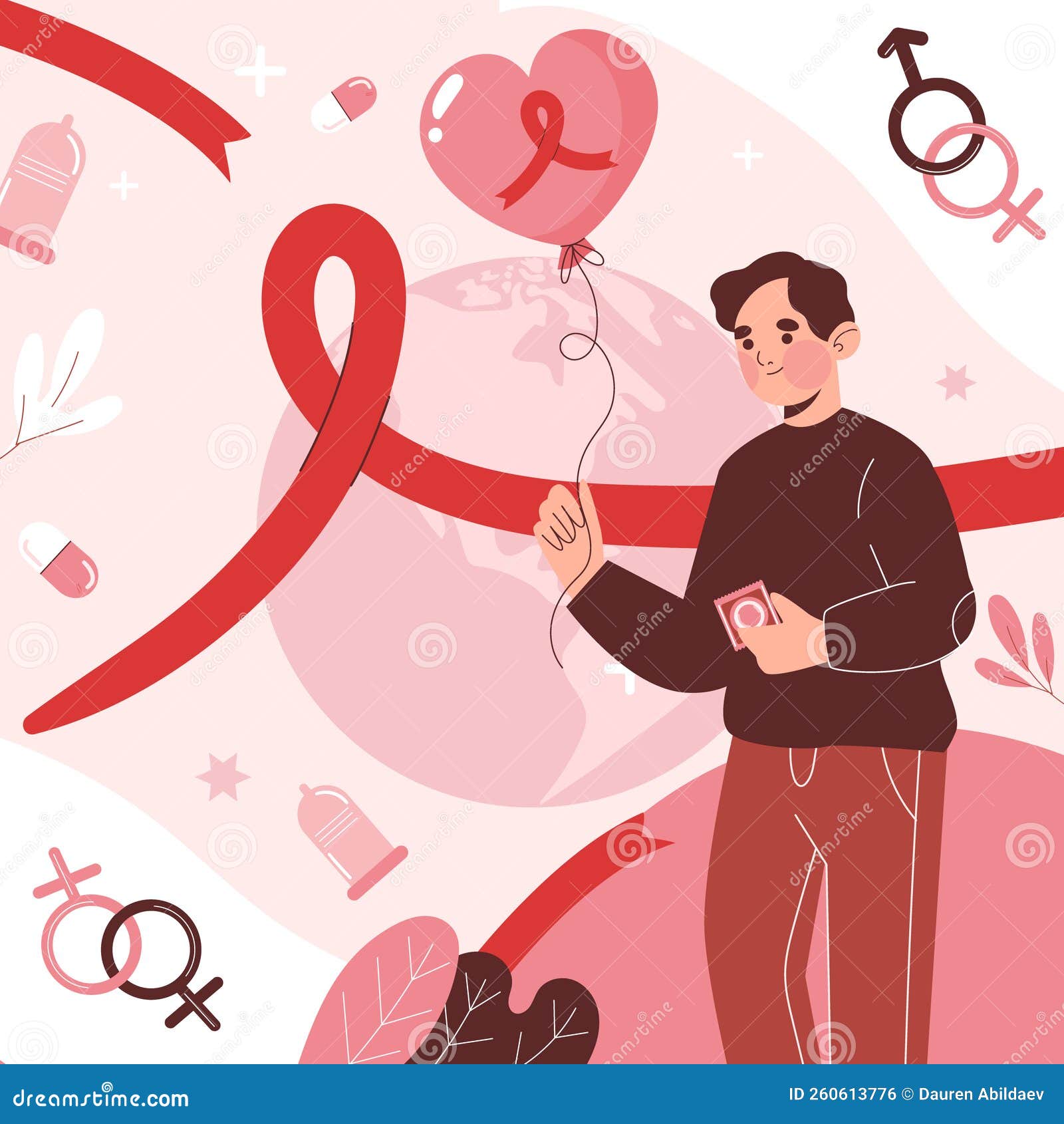 Flat World Aids Day Vector Illustration Stock Vector Illustration Of