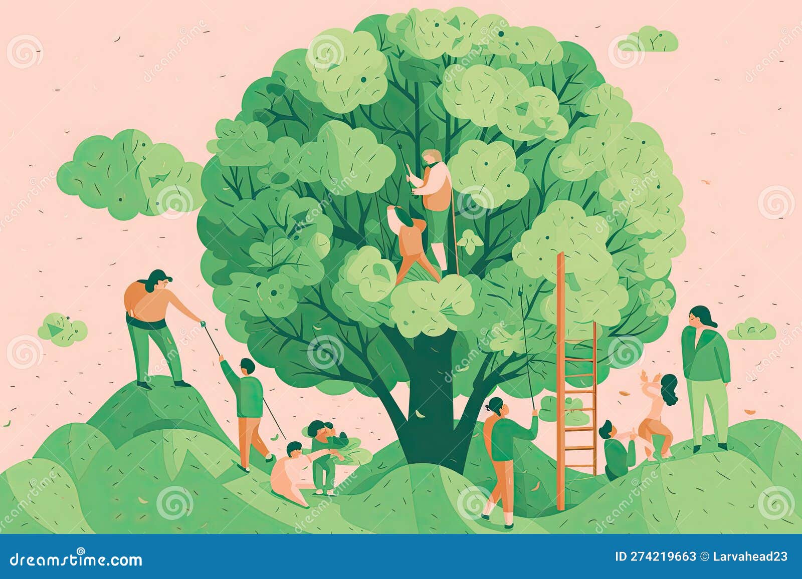 Flat World People Tree Planting Environment Day Illustration Safe Earth ...