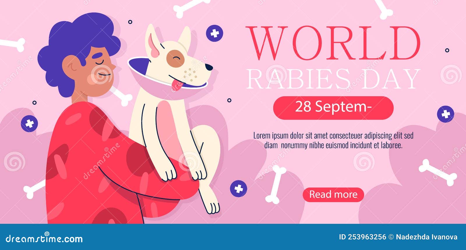 Flat World Rabies Day Horizontal Banner Template Vector Illustration ...