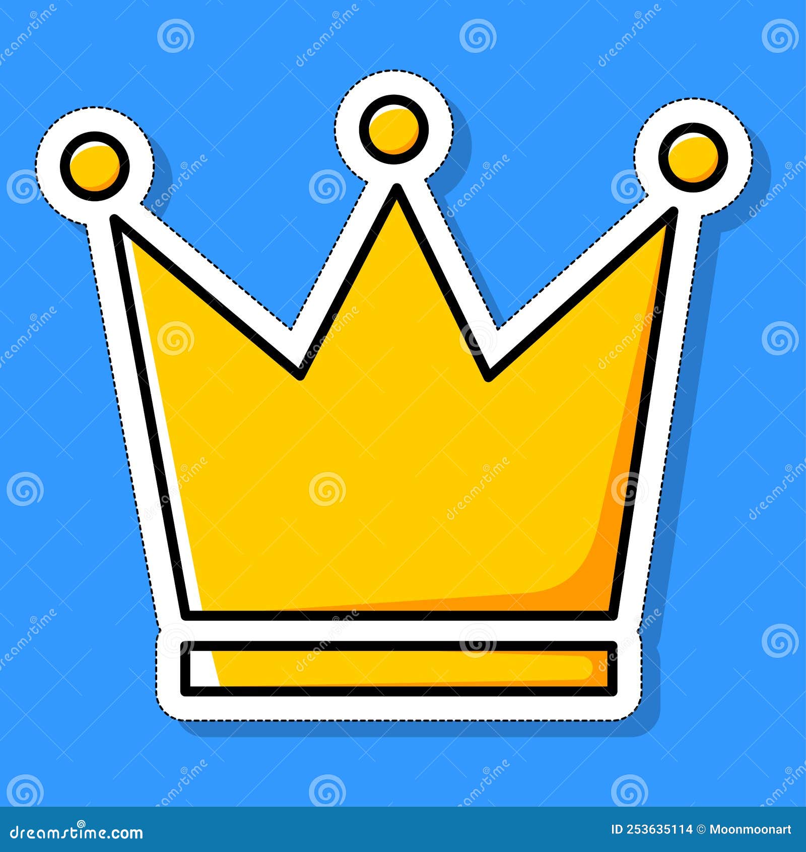 Flat Yellow Crown Sticker. Vector Illustration. Stock Vector ...
