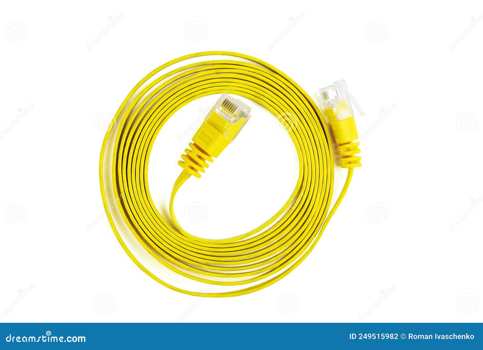 Yellow Ethernet Cable On White Background With Binary Code Numbers ...