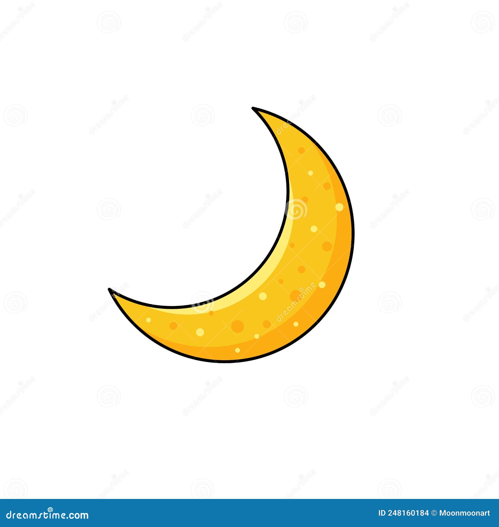 Vector Flat Illustration Yellow Moon. Stock Vector - Illustration of ...