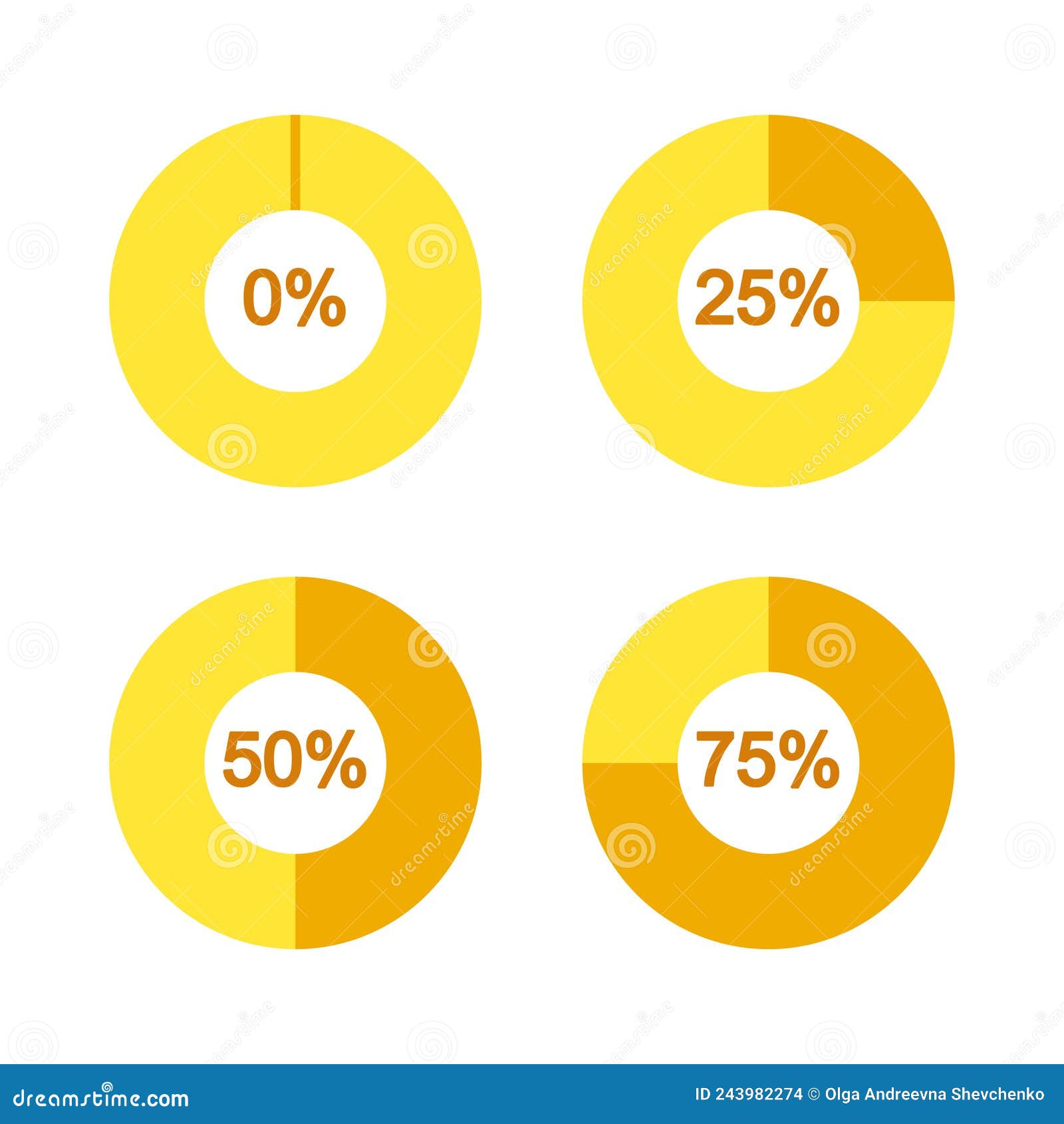 Flat Yellow Pie Chart Set on White Background Stock Vector ...