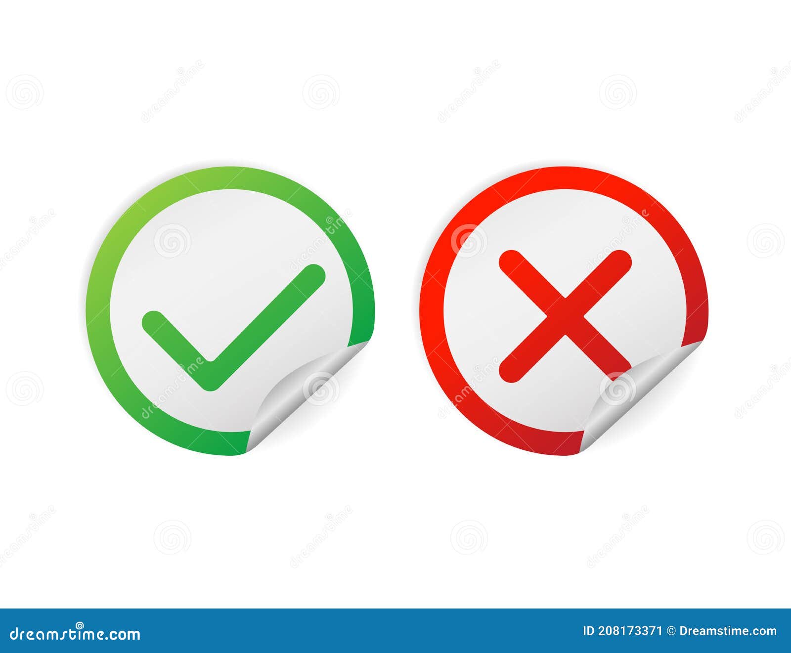 Flat Yes No Sticker. Check Mark Icon Vector Isolated. Accept Button ...
