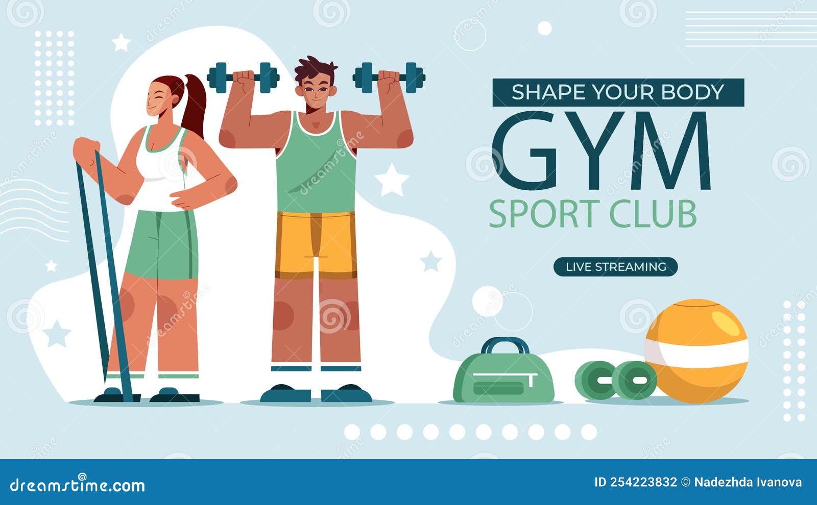 Flat Youtube Thumbnail Template for Gym and Exercise Vector ...