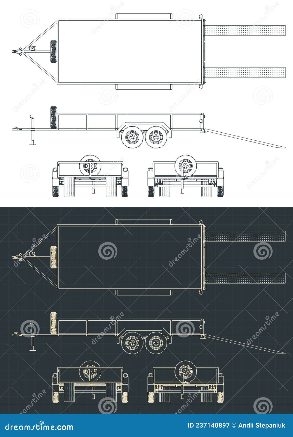 Flatbed Trailer Tractor Truck Cartoon Vector | CartoonDealer.com #117609793