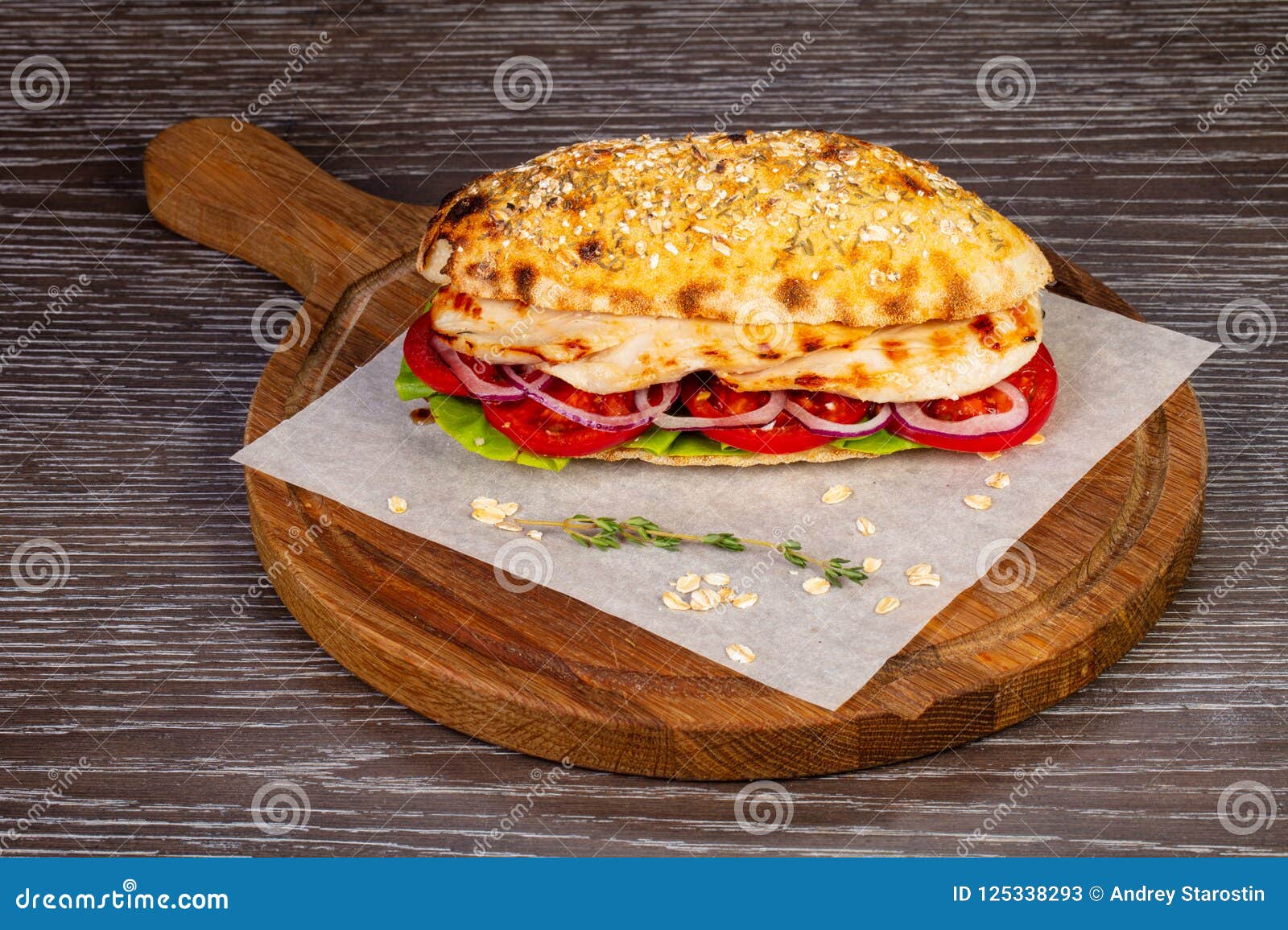 Flatbread with Chicken Breast Stock Image - Image of bakery, pepper ...
