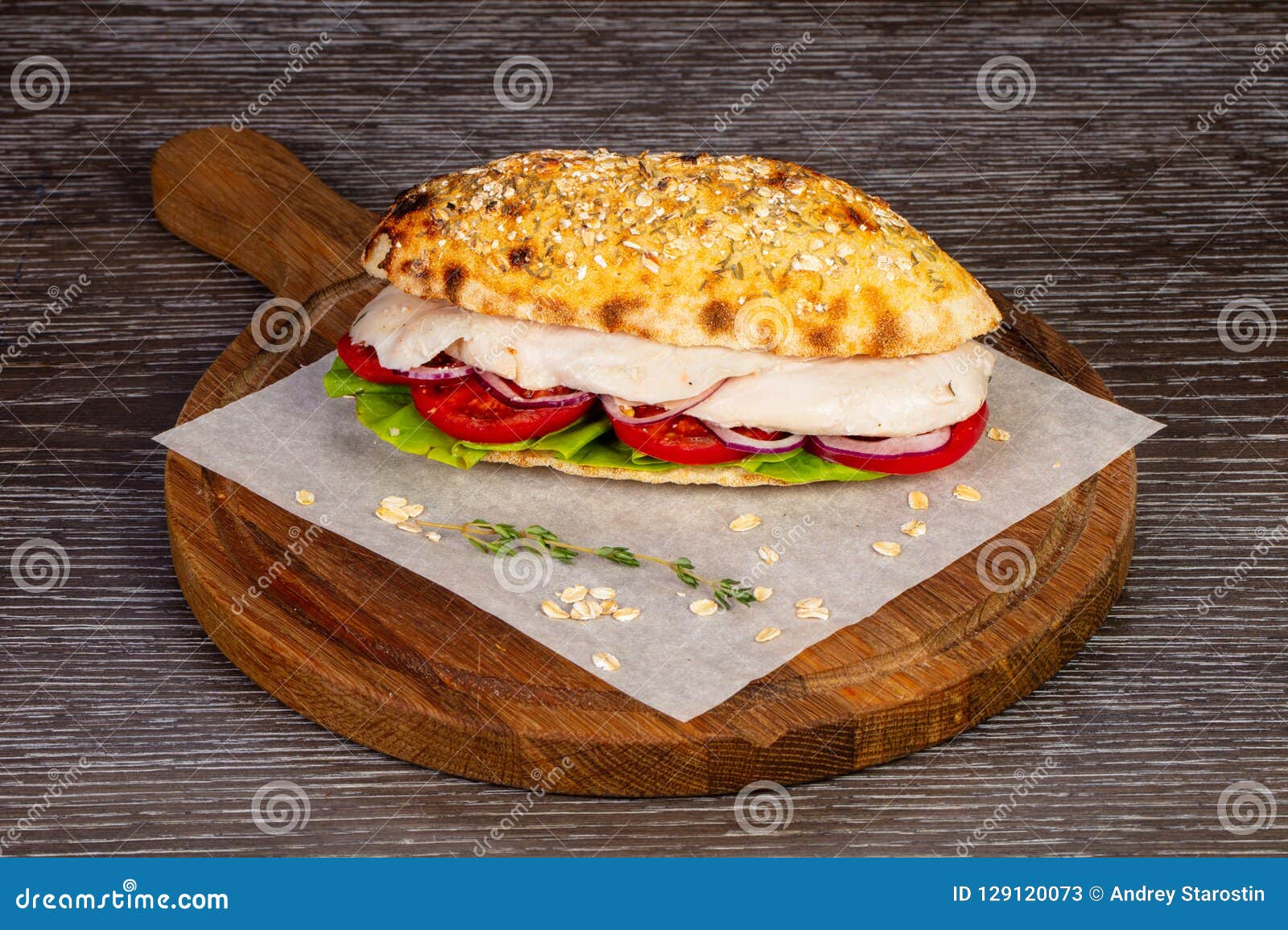 Flatbread with Chicken Breast Stock Image - Image of street, chicken ...