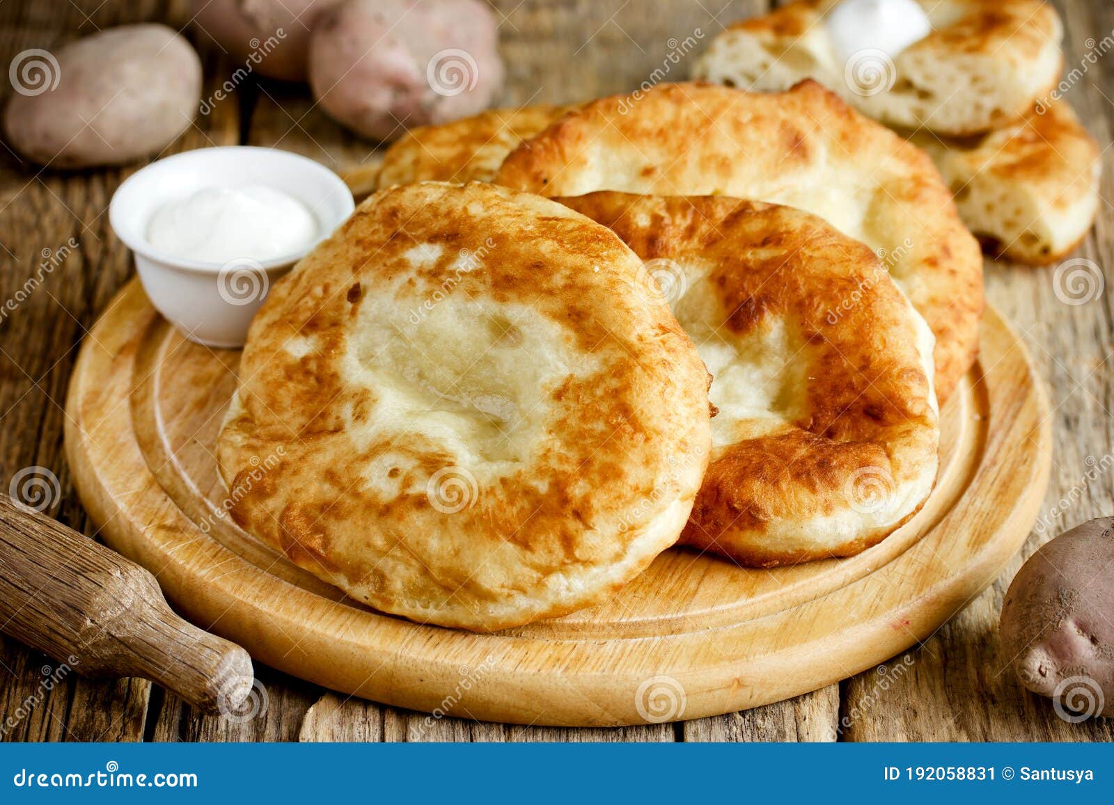 Flatbread Langos Langosh from Potato Doug Stock Image - Image of ...
