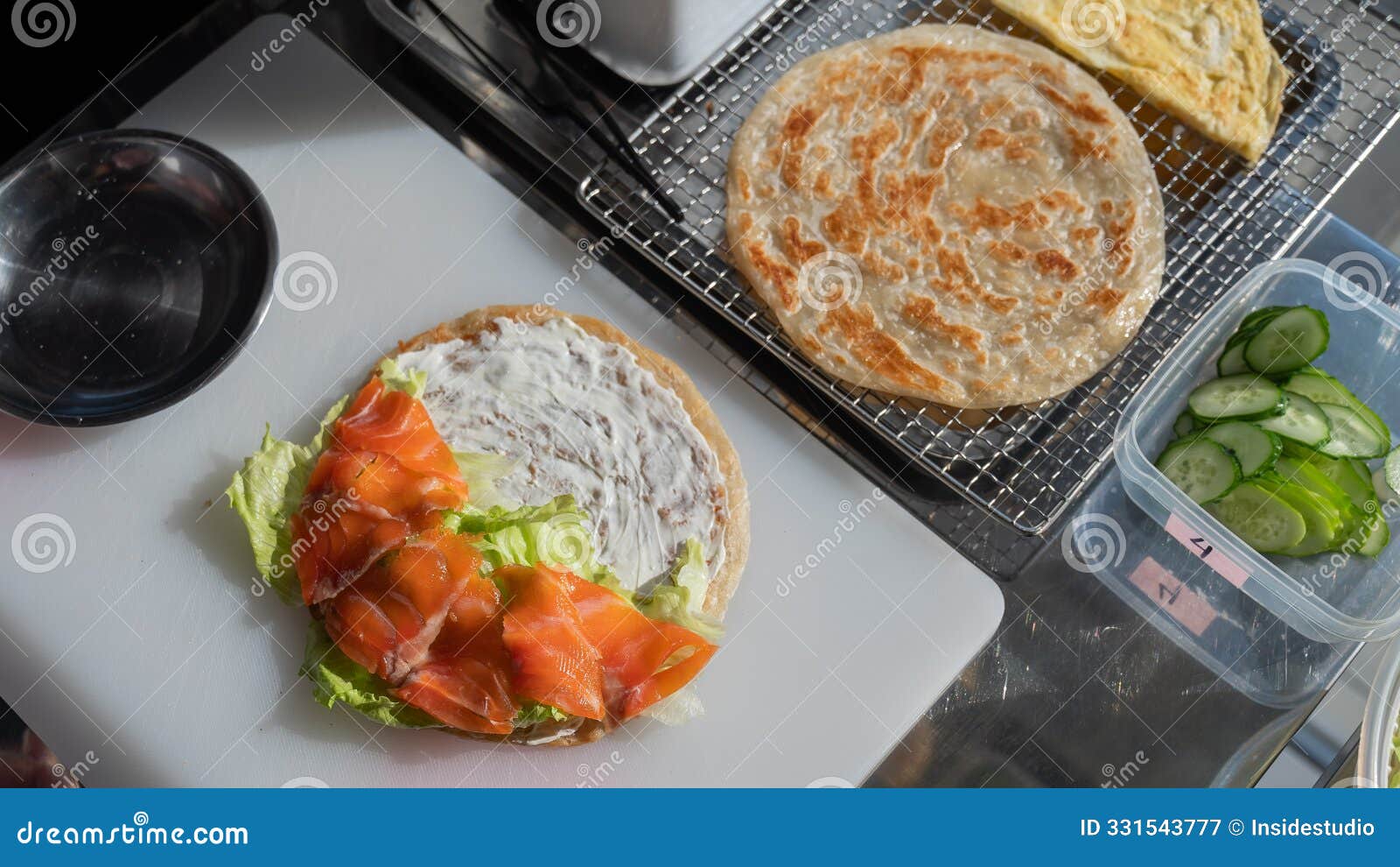 Flatbread Stuffed with Fish and Cheese. Quesadilla. Stock Image - Image ...