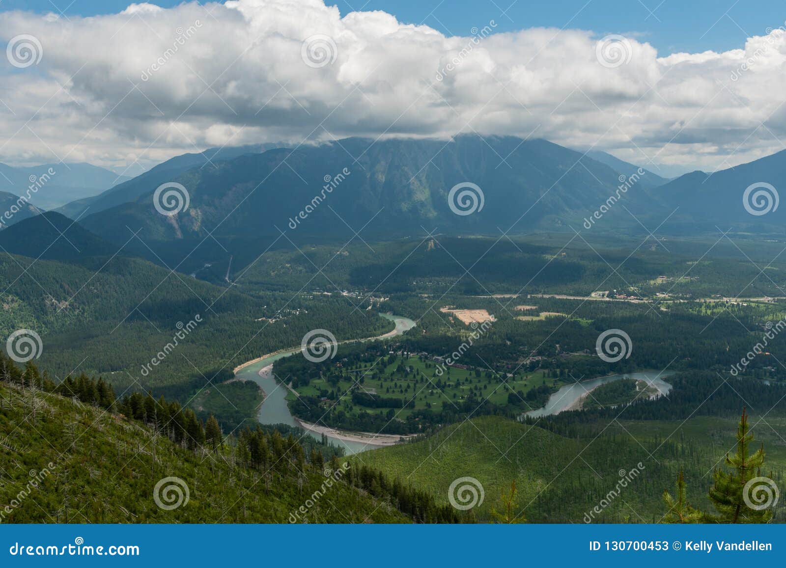 Flathead River Winding through Valley Stock Image - Image of landscape ...