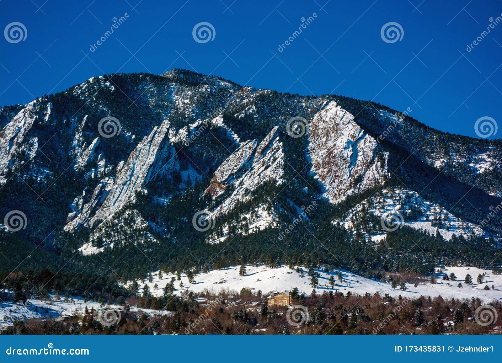 The Flatirons Mountains in Boulder, Colorado on a Snowy Winter Day ...
