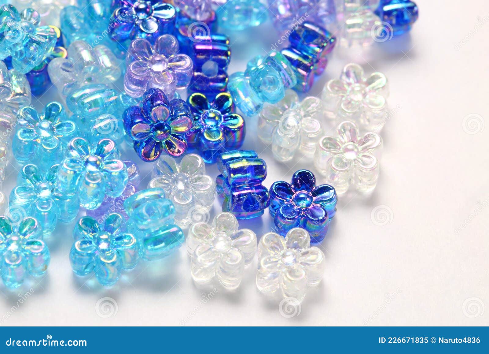 Flatlay Blue Plastic Flower on White Background Stock Image - Image of ...