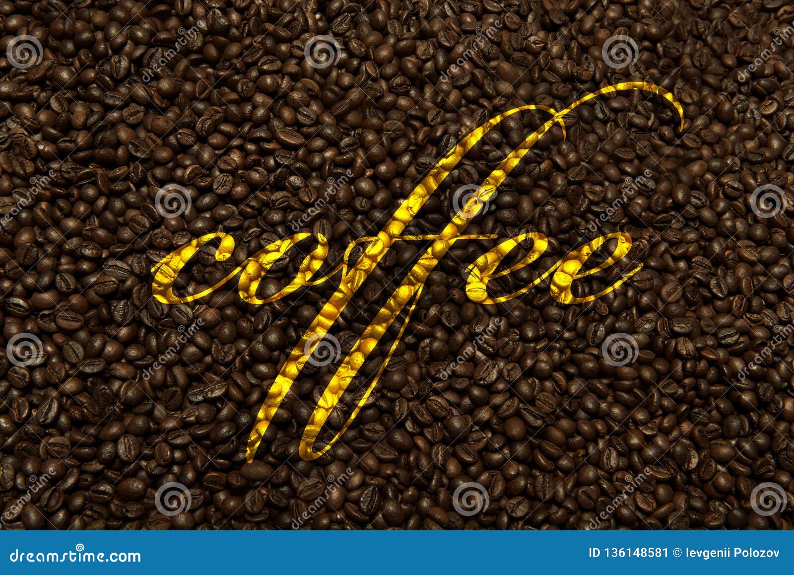 Flatlay of Coffee Texture Background, Roasted Beans, with Coffee Text ...