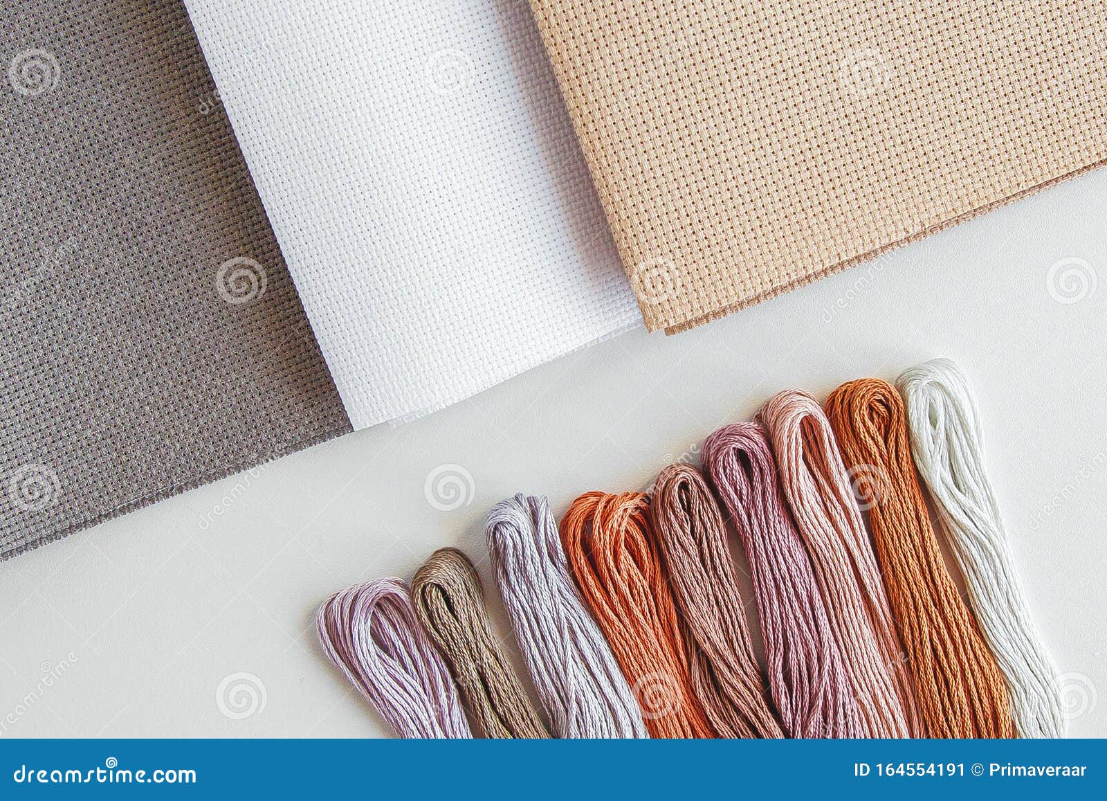 Canva Aida Beige And Multi-colored Thread Mouline Thread, Cross-stitch ...