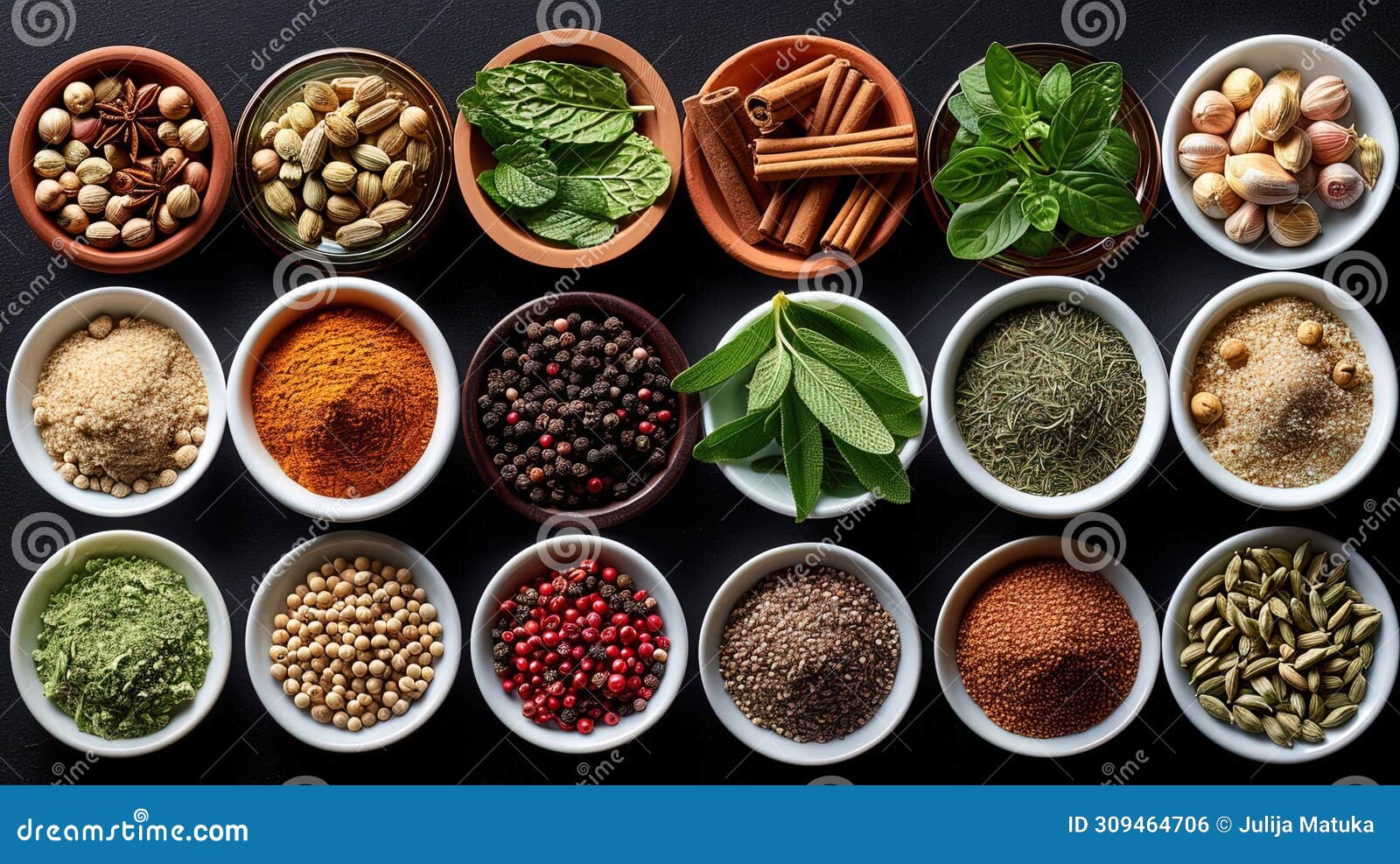 Flatlay of Labeled Herbs and Spices for Easy Identification Stock ...