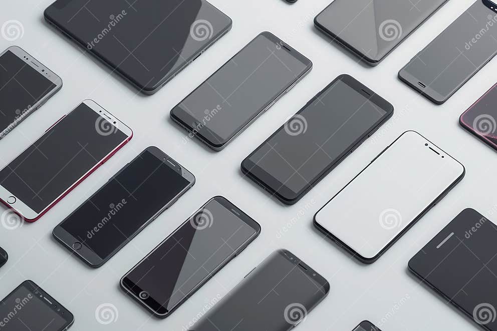 A Flatlay of Multiple Modern Smartphones Arranged at Different Angles ...