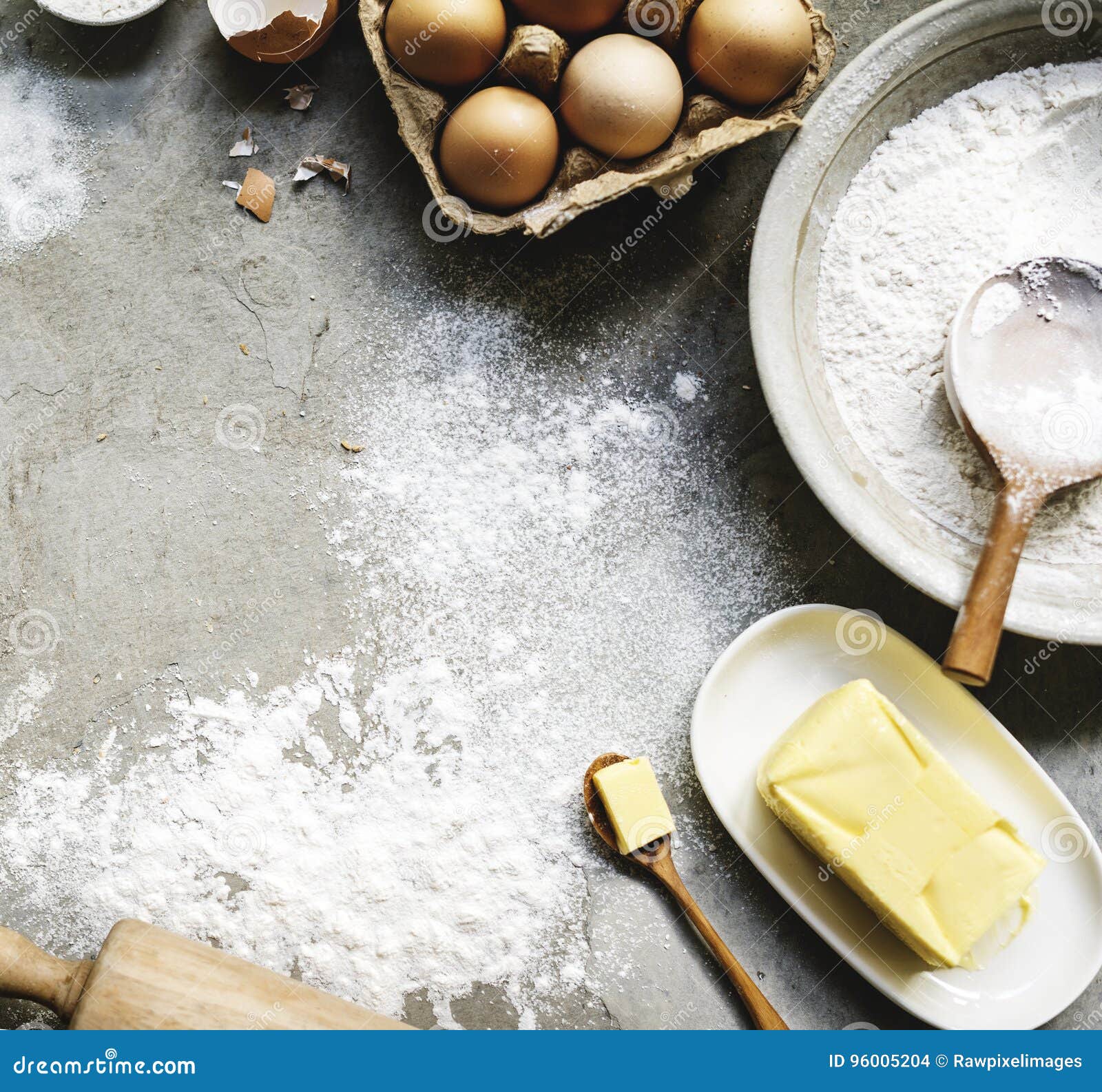 Flatlay of Preparation Pastry Homemade Recipe for Bake Stock Photo ...