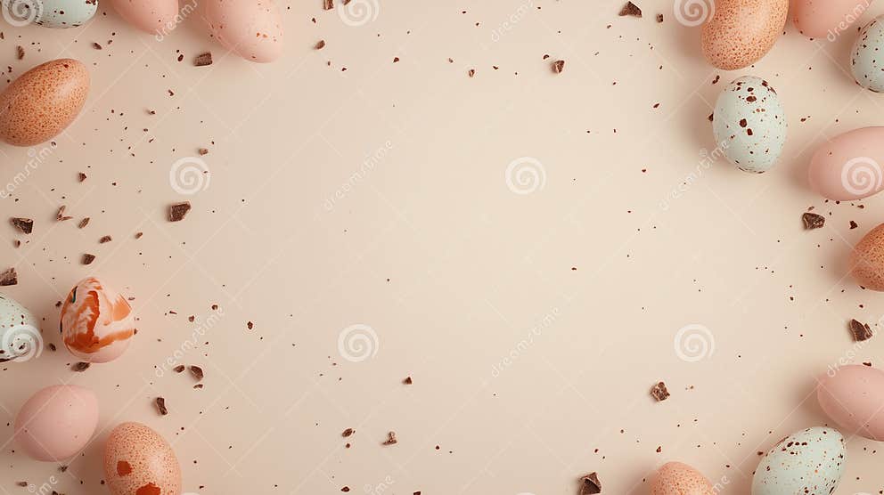 Flatley, Top View of an Easter Border Frame of Robin S Eggs and ...