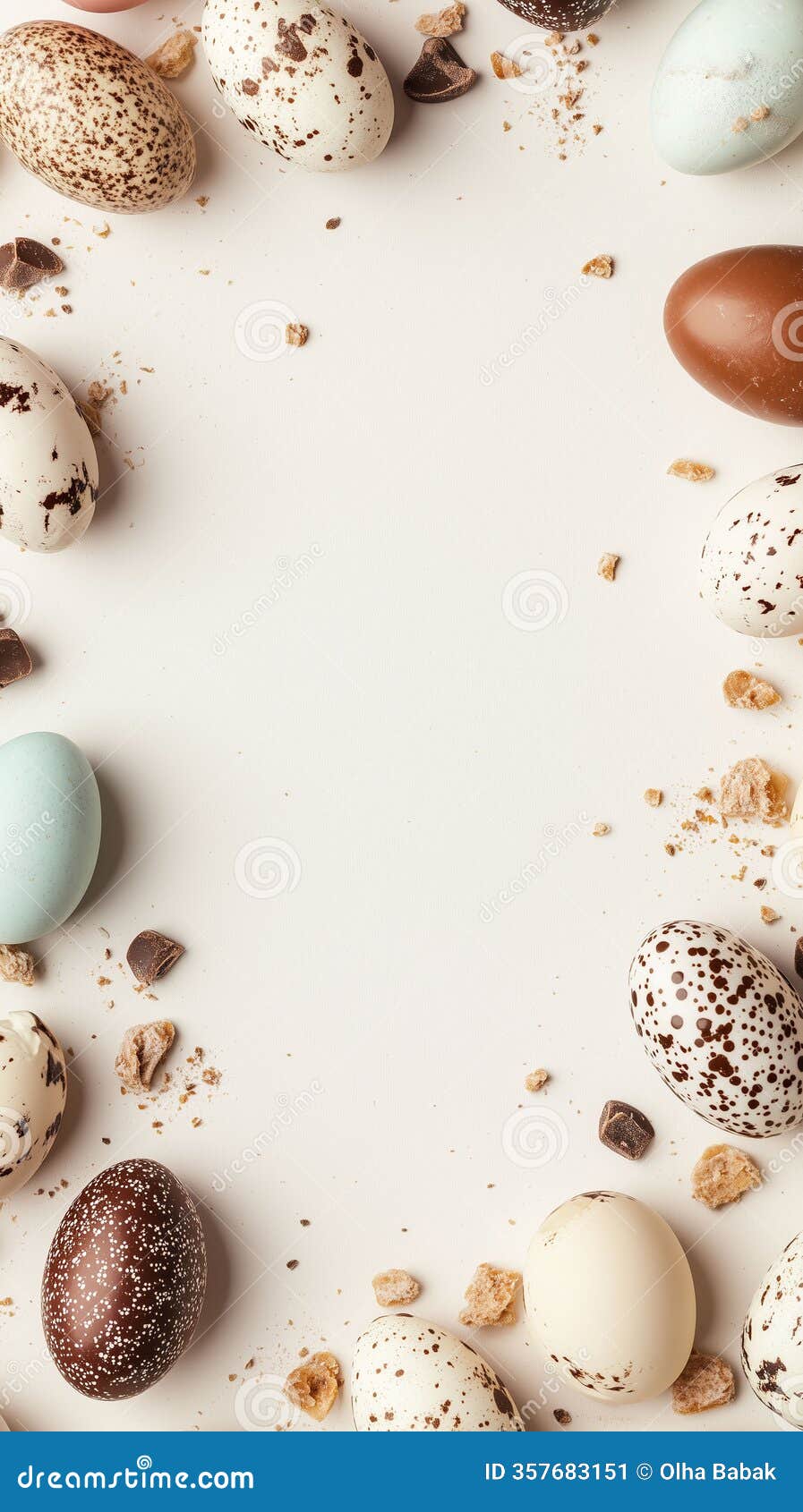 Flatley, Top View of an Easter Border Frame of Robin S Eggs and ...