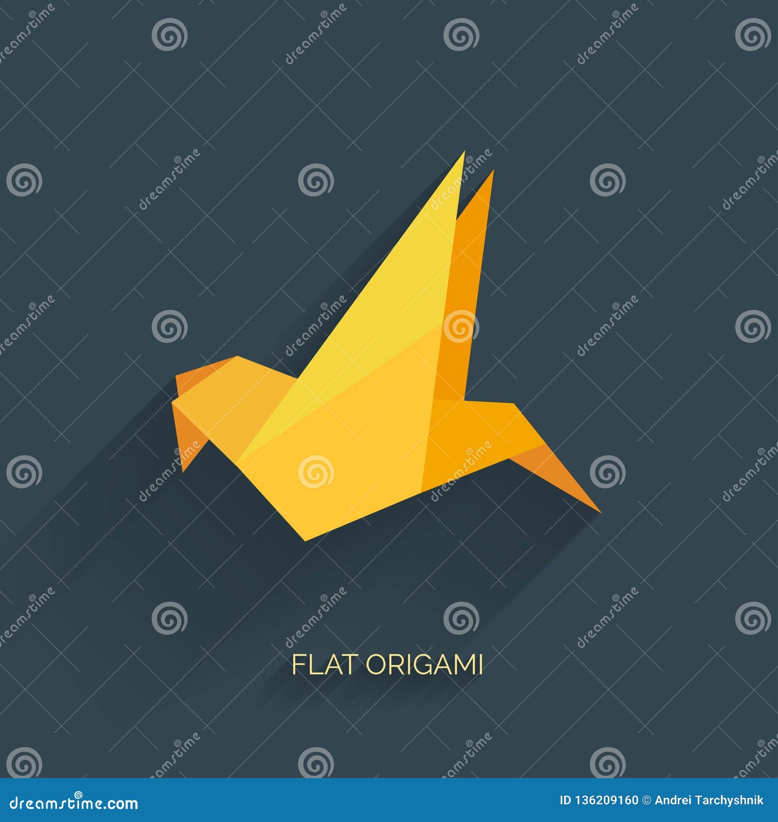 Flatr Origami Paper Bird On Abstract Background. Vector Illustration ...