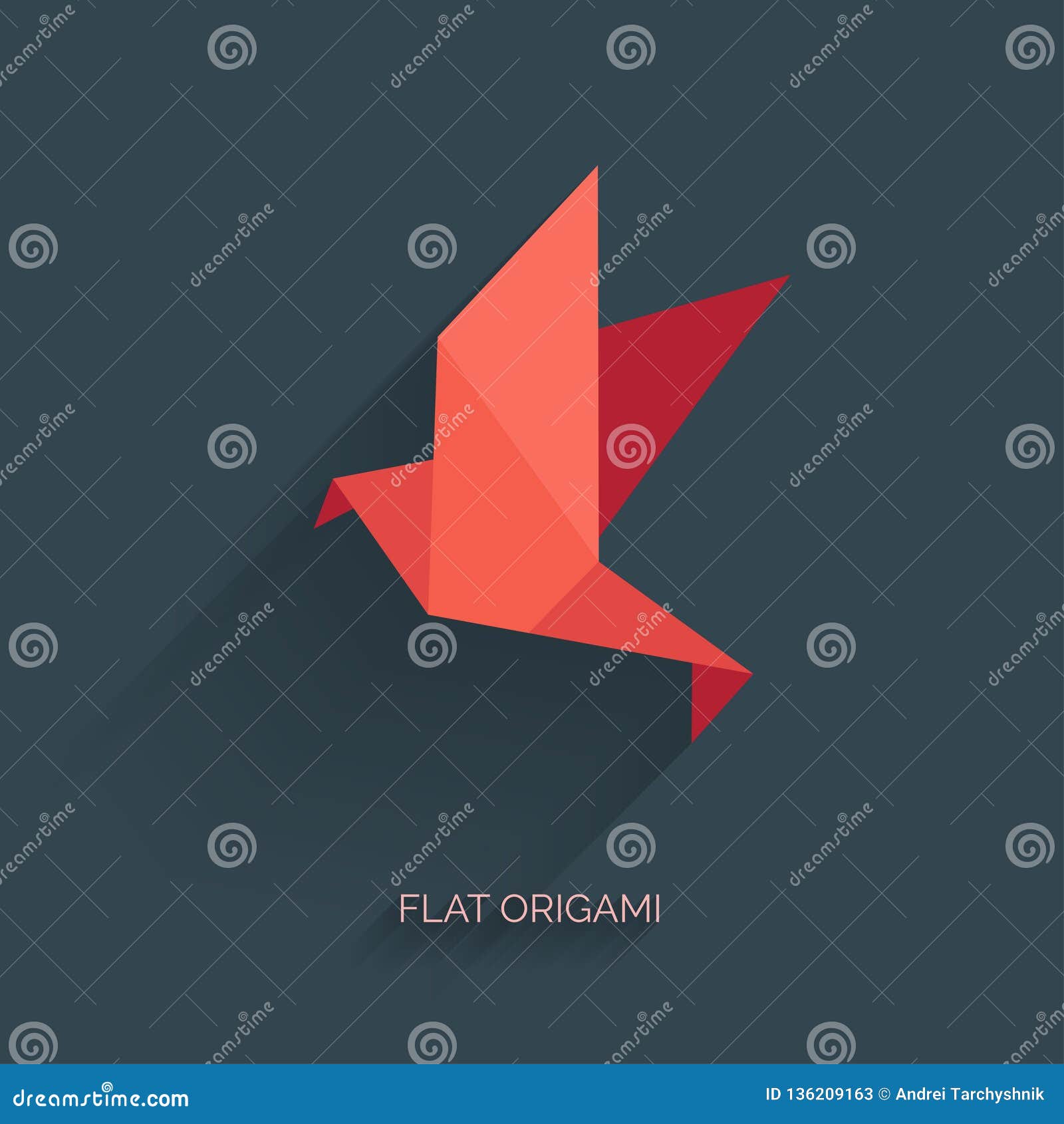 Flatr Origami Paper Bird On Abstract Background. Vector Illustration ...