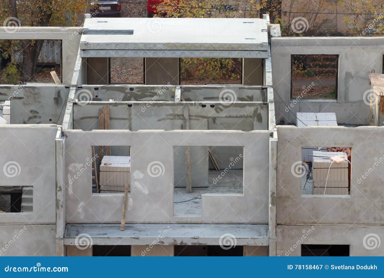Flats of Building from Concrete Slabs Under Construction Stock Image ...