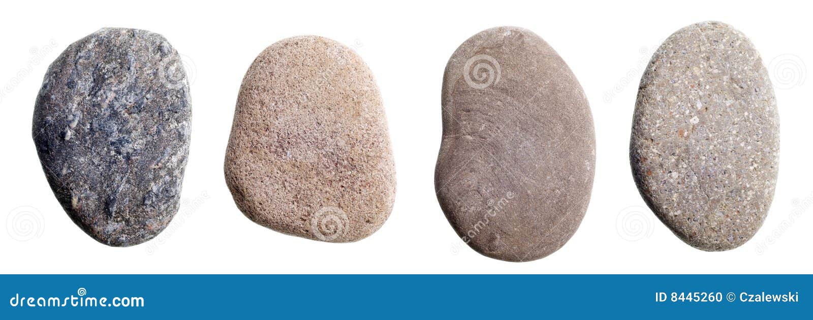 Flattened River Rocks Isolated on White Stock Photo - Image of closeup ...