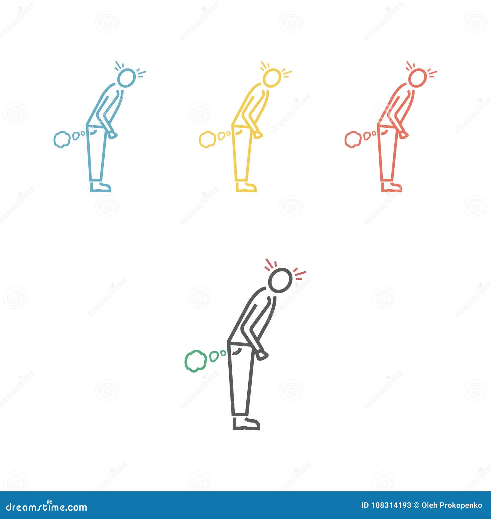 Flatulence Symptom. Sad Pregnant Woman Suffer From Belly Gas Cartoon ...