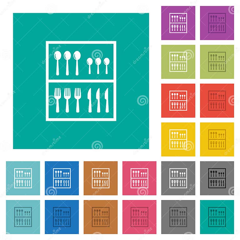 Flatware Box Square Flat Multi Colored Icons Stock Vector ...