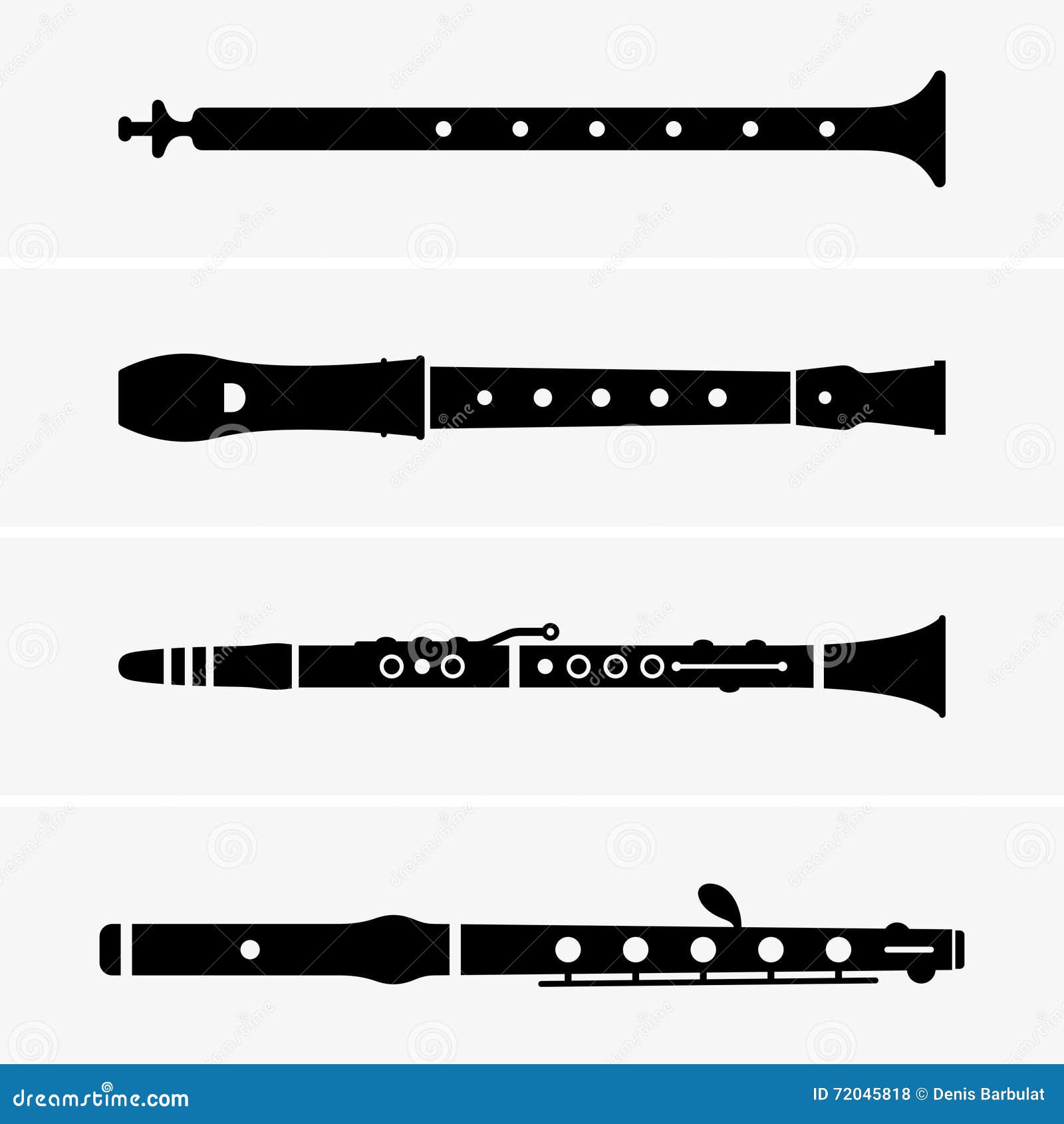 Flautas ilustración del vector. Ilustración de flauta - 72045818