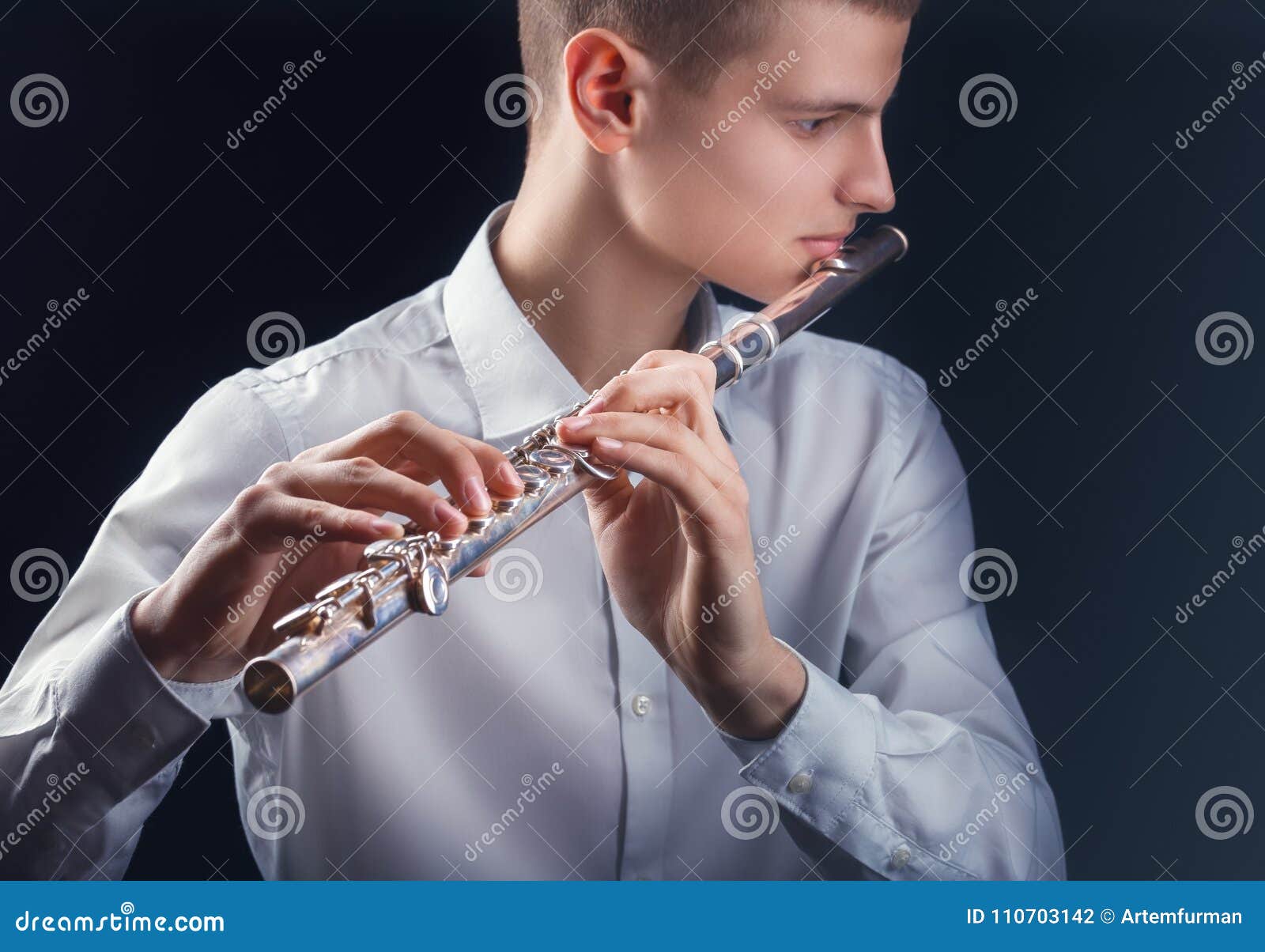 Flautist stock photo. Image of elegance, classic, artistic - 110703142