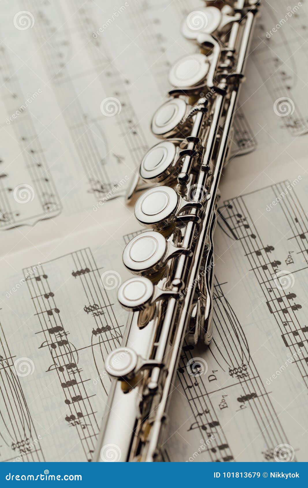 Flauto Traverso Sullo Strato Di Musica Immagine Stock - Immagine di ...