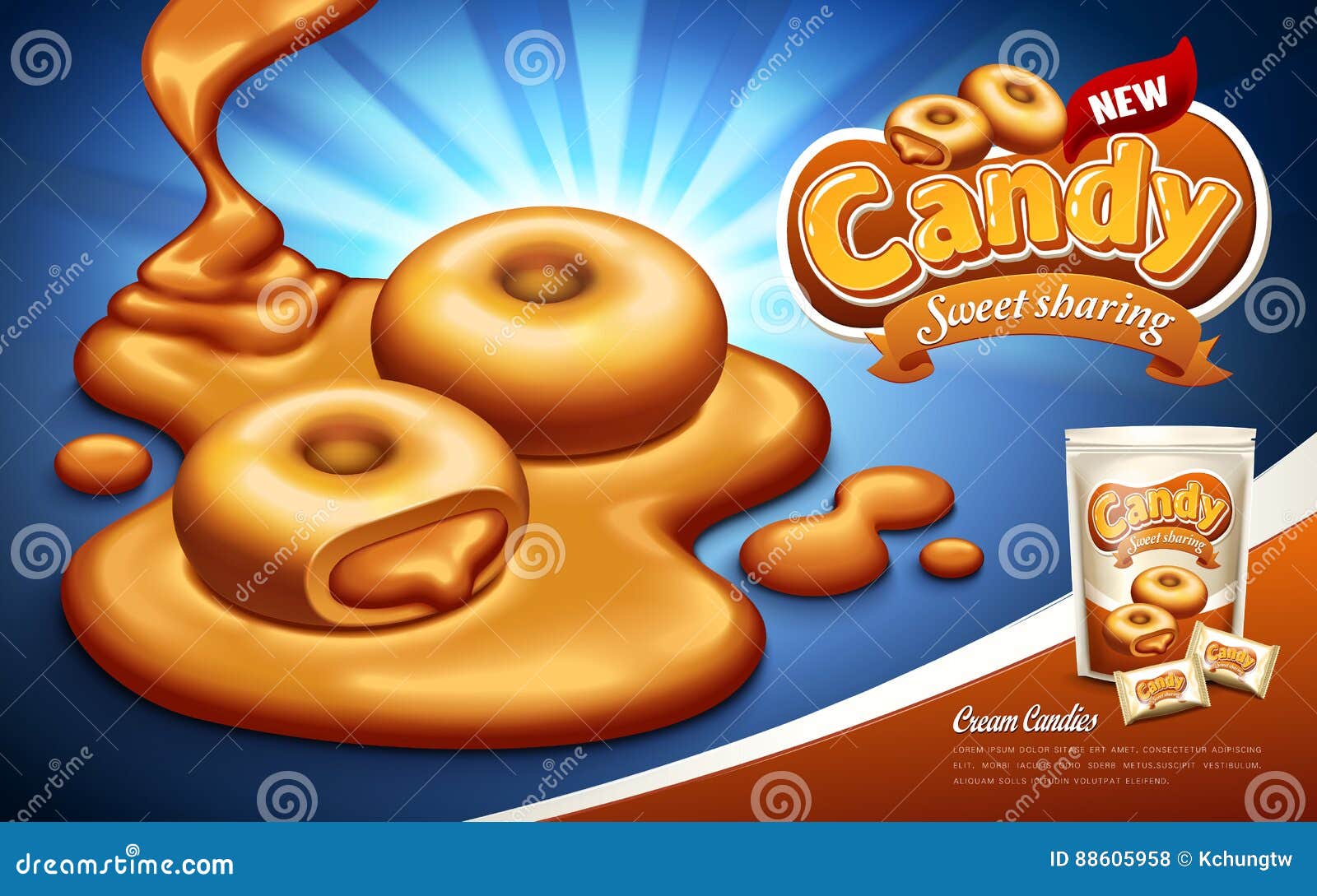 Flavored candy ad stock vector. Illustration of happiness - 88605958